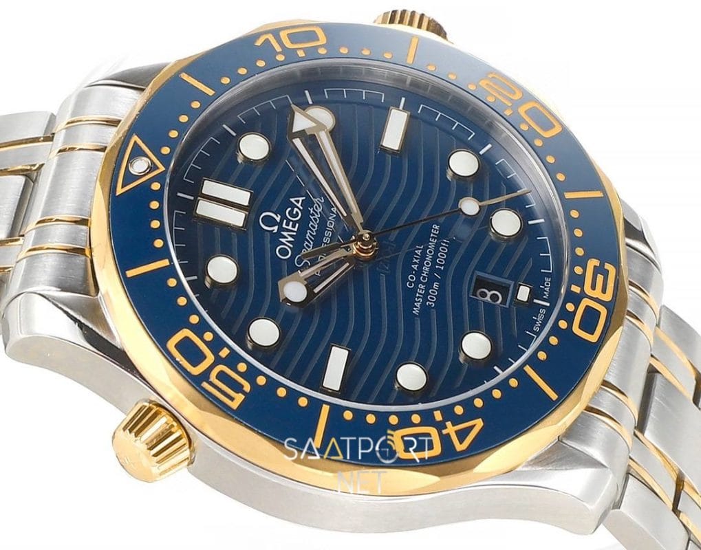 Omega Seamaster Diver 300 M Blue Dial Gold Bezel 42mm Super Clone Eta ...